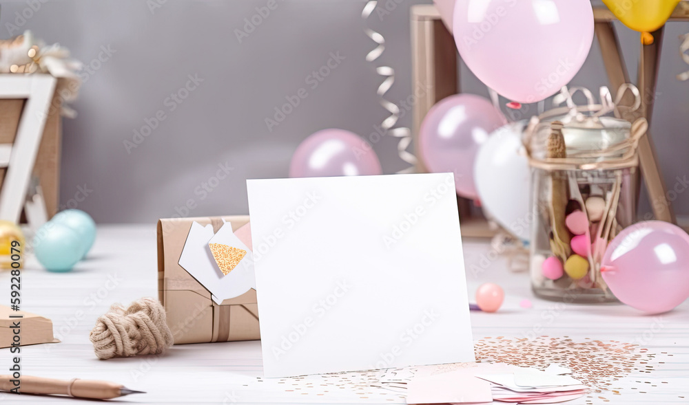 Mockup of an empty birthday card - Generative AI Stock Illustration ...