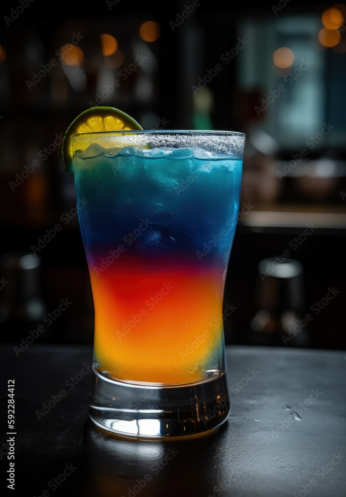 rainbow colored cocktail, mocktail, with a beach background - ai ...