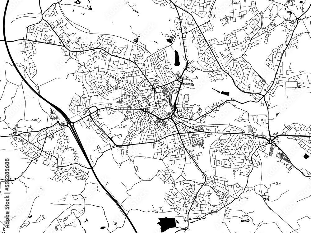 A vector road map of the city of Barnsley in the United Kingdom on a ...