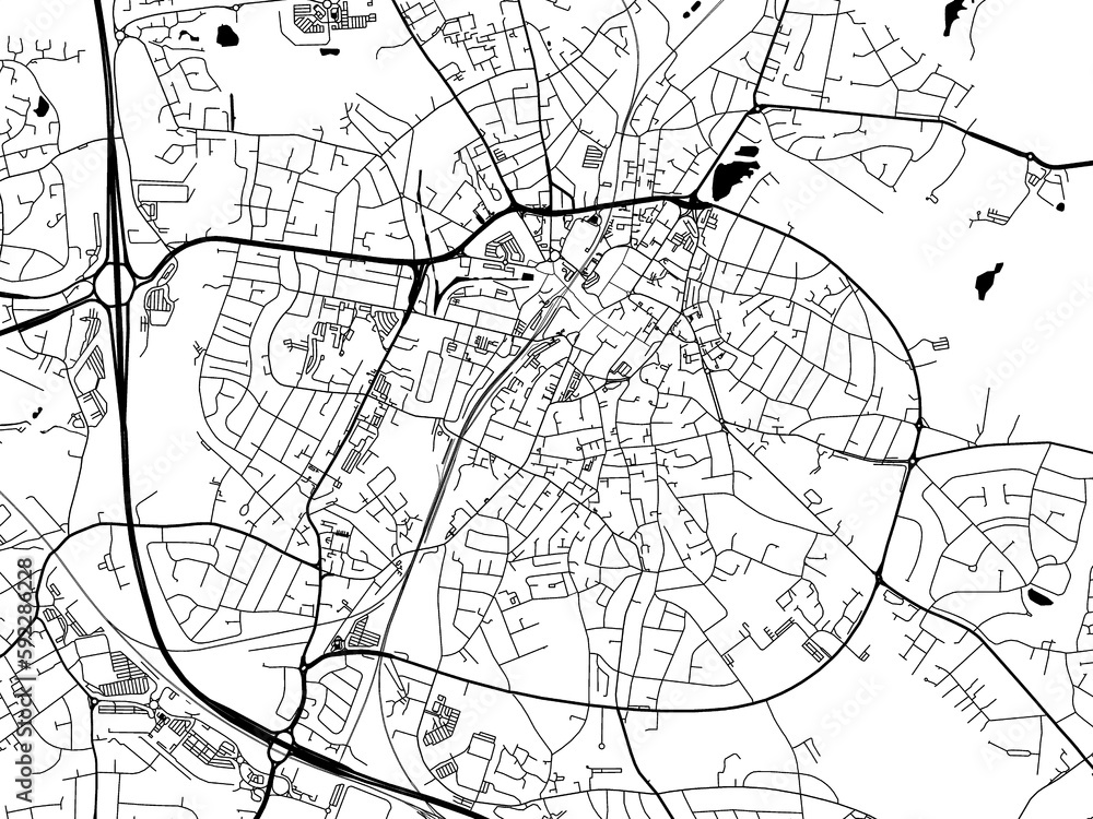 A vector road map of the city of Walsall in the United Kingdom on a ...