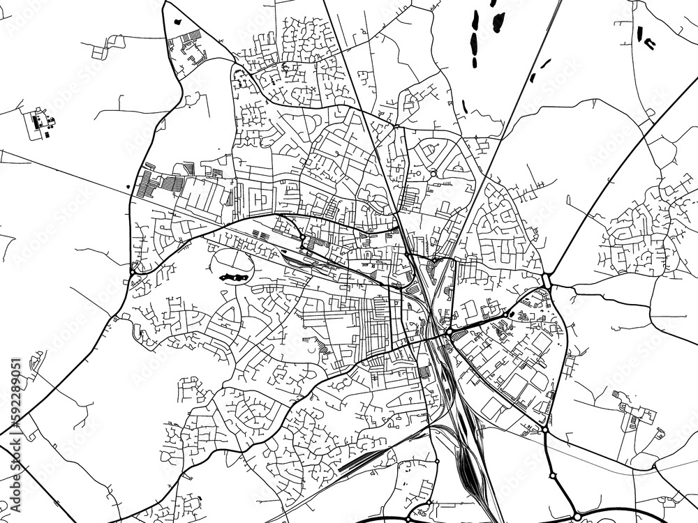 A vector road map of the city of Crewe in the United Kingdom on a white ...