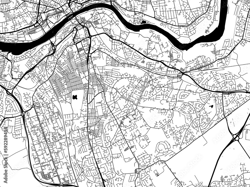 A vector road map of the city of Gateshead in the United Kingdom on a ...