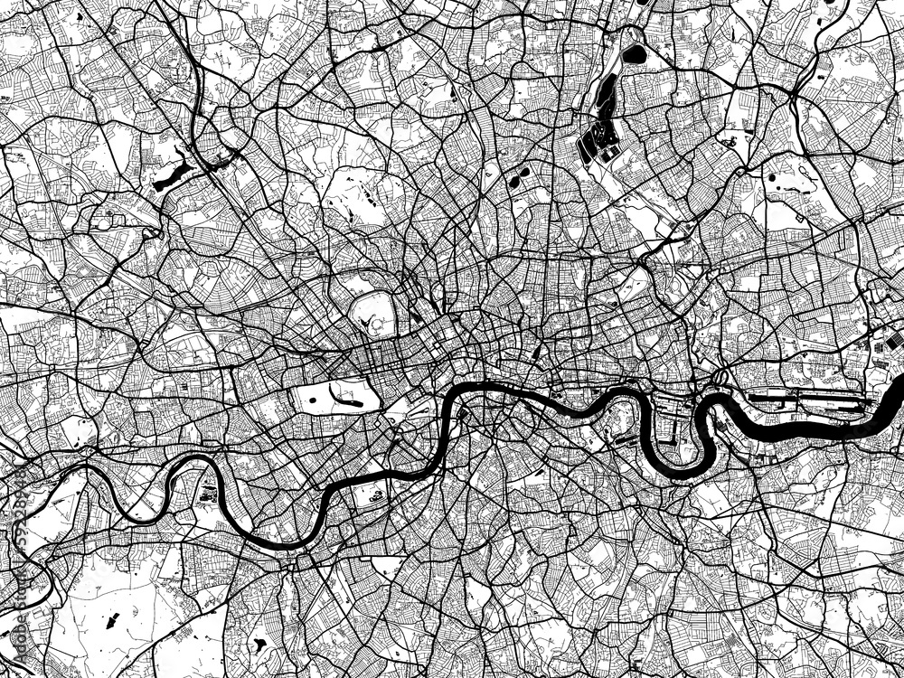A vector road map of the city of London in the United Kingdom on a ...
