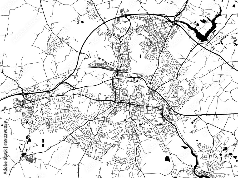 A vector road map of the city of Colchester in the United Kingdom on a ...