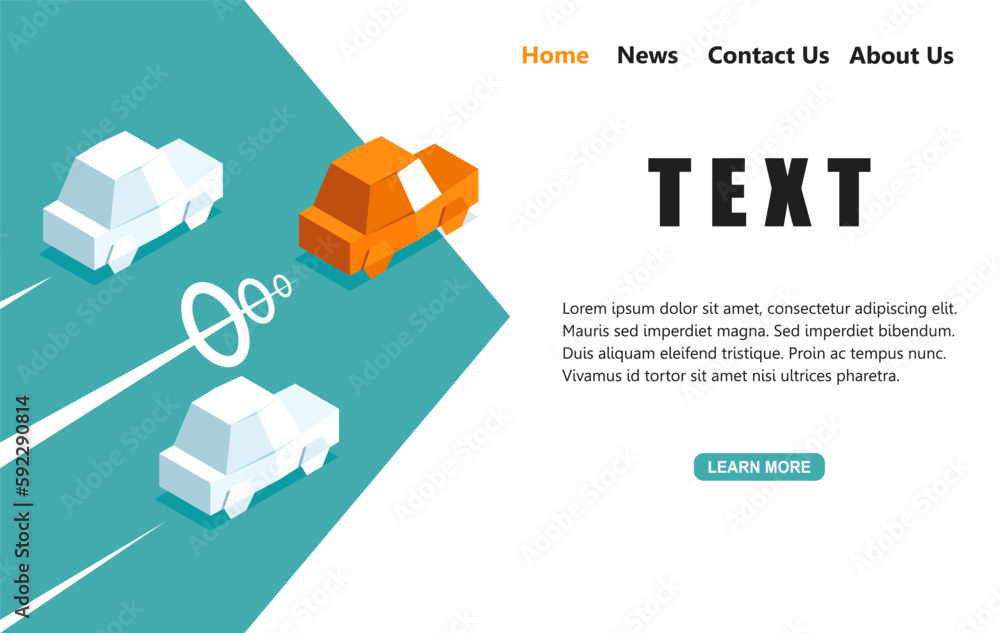 Orange paper car leader is running superspeed on the blue background ...