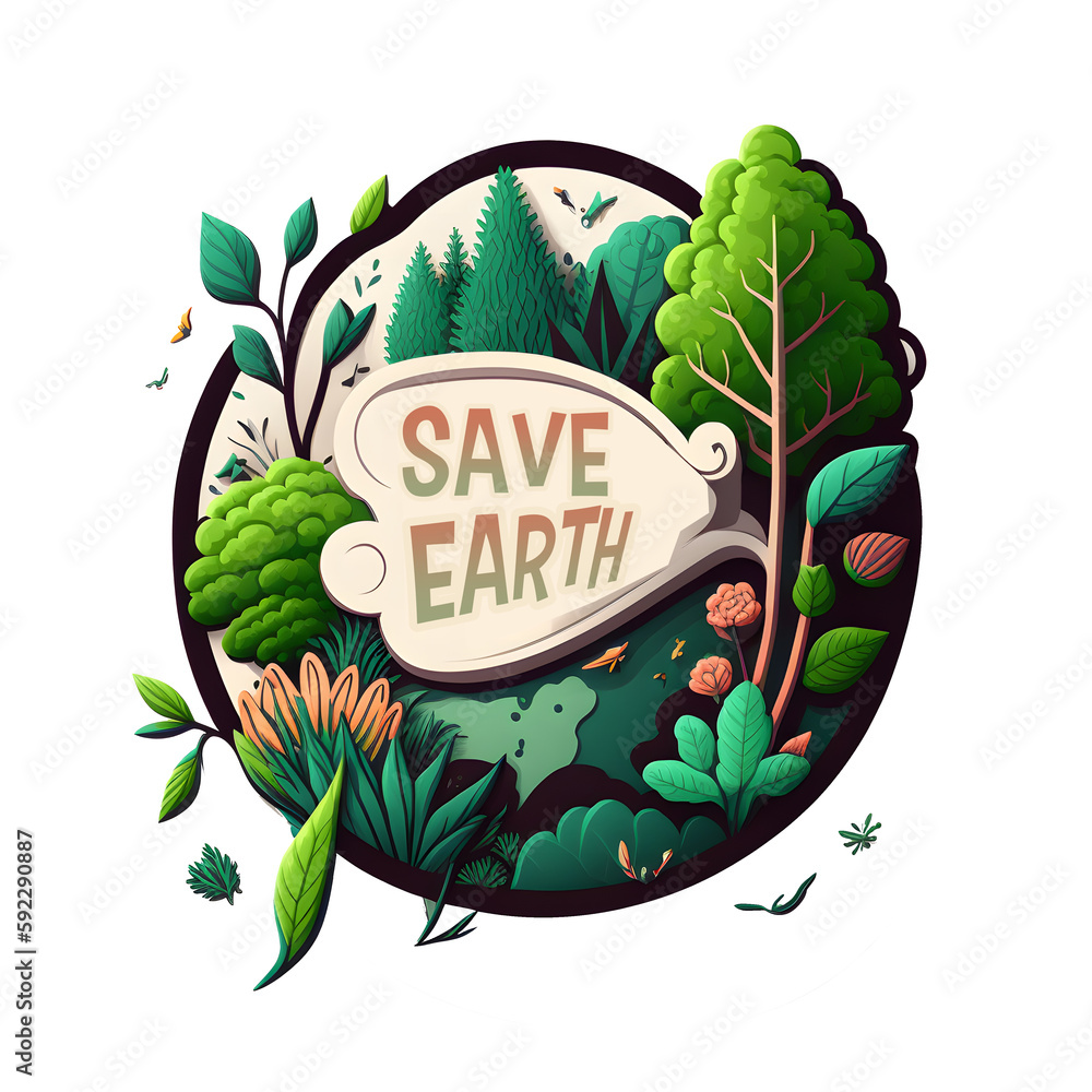 Save earth sticker design, earth day tshirt design, AI generated ...