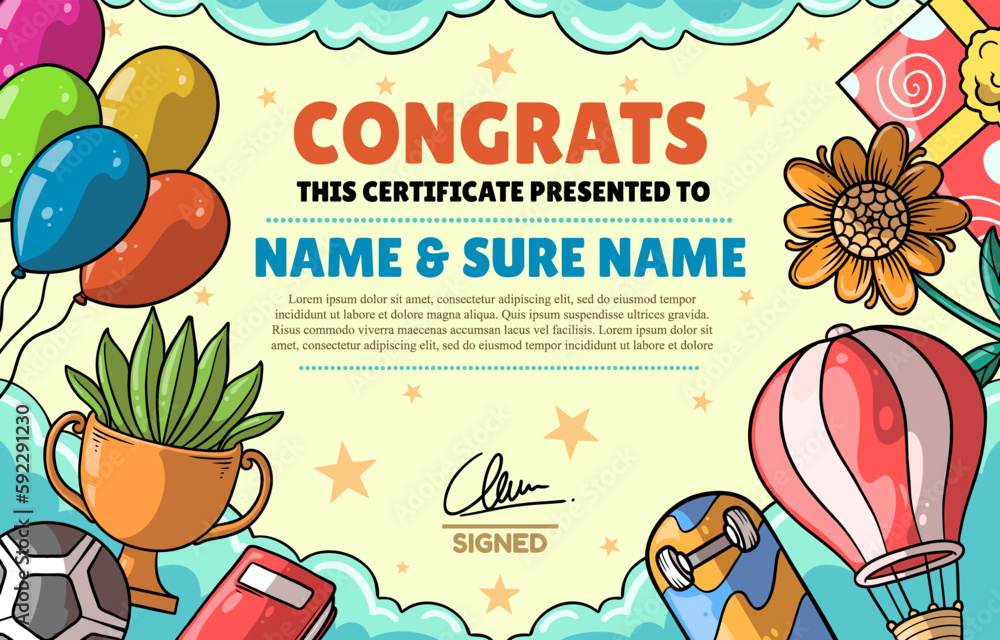 fun certificate graduation congratulation template Stock Vector | Adobe ...