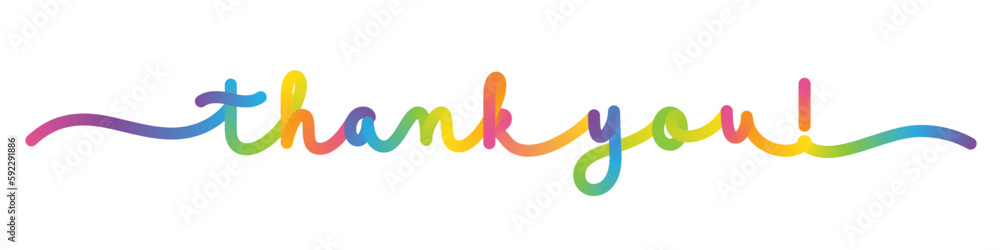 THANK YOU! vector monoline calligraphy banner with colorful gradient ...