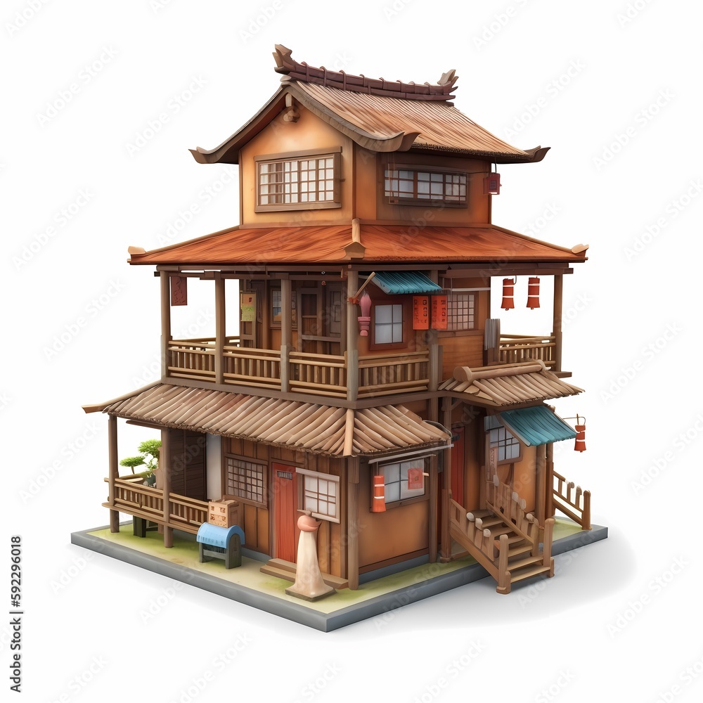 Beautiful House on white background 3d blender Generated by AI Stock ...