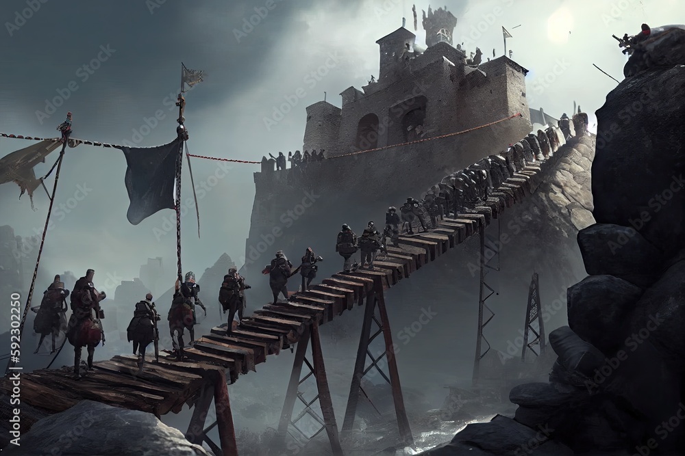 ภาพประกอบสต็อก siege army preparing for the final assault on stone ...