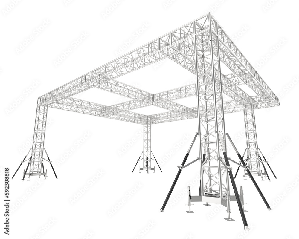 Aluminum frame structure isolated on transparent background. 3d ...
