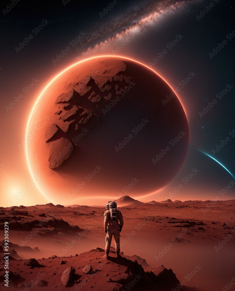 A Stunning CGI Render of an Astronaut Standing on Mars, Gazing at the ...