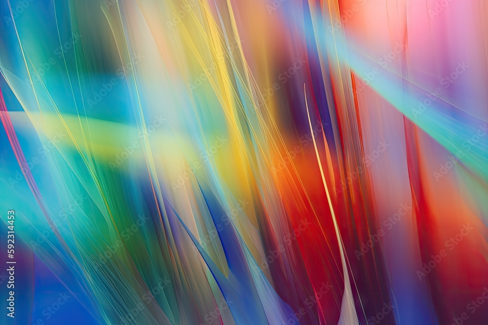 blur of vibrant colors, with blurred shapes and lines visible, created ...