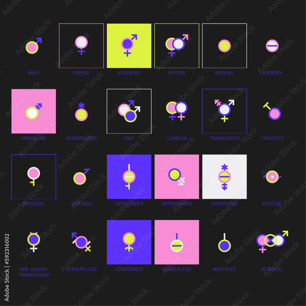 Gender And Sexual Orientation Identity Vector Symbol Sign Icons Stock Vector Adobe Stock