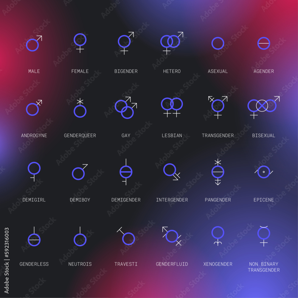 Gender and sexual orientation identity vector symbol sign icons Stock ...