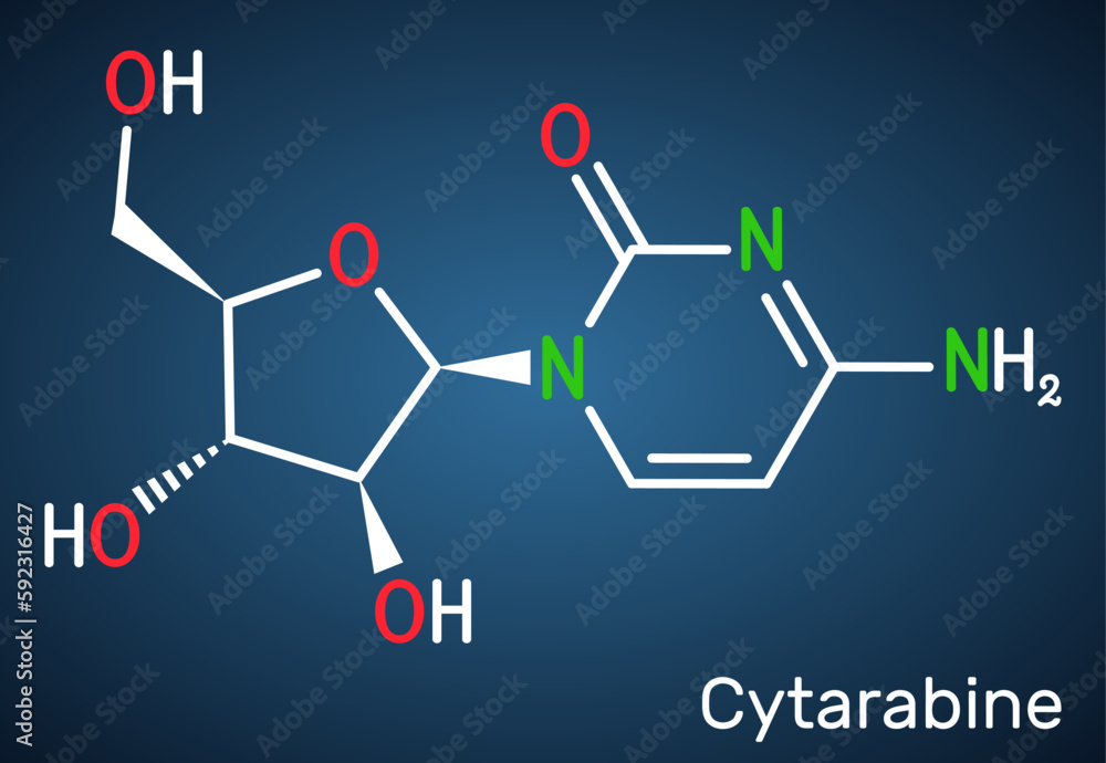 Cytarabine, cytosine arabinoside, ara-C molecule. It is chemotherapy ...