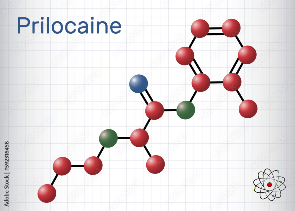 Prilocaine molecule. It is local anesthetic, used in dental procedures ...