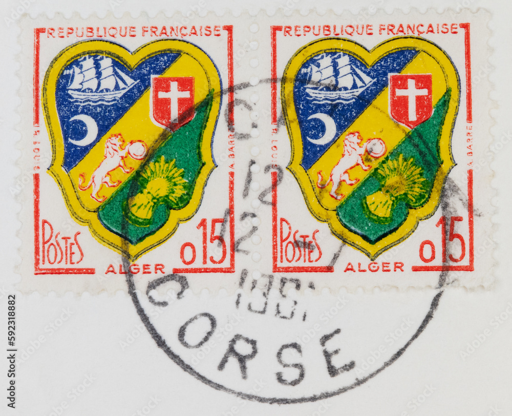 briefmarke stamp vintage retro alt old corse frankreich french france ...