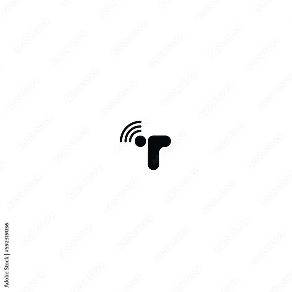 Letter t with signal logo for web, brand, network, wifi, wireless ...