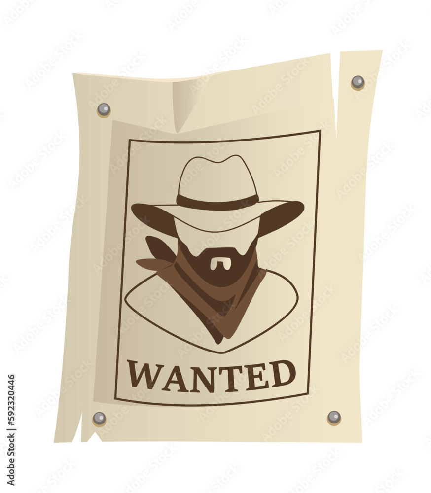 Concept Wild west wanted poster. This is a flat vector illustration ...