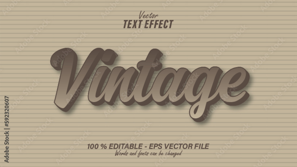 Vintage text effect editable with brown background eps file Stock ...