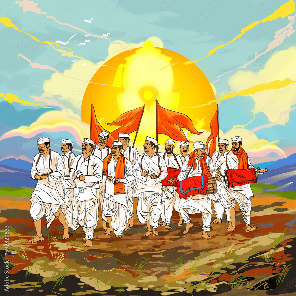 Pandharpur warkari- Hindu Pilgrims worshiping god Vitthal Stock ...