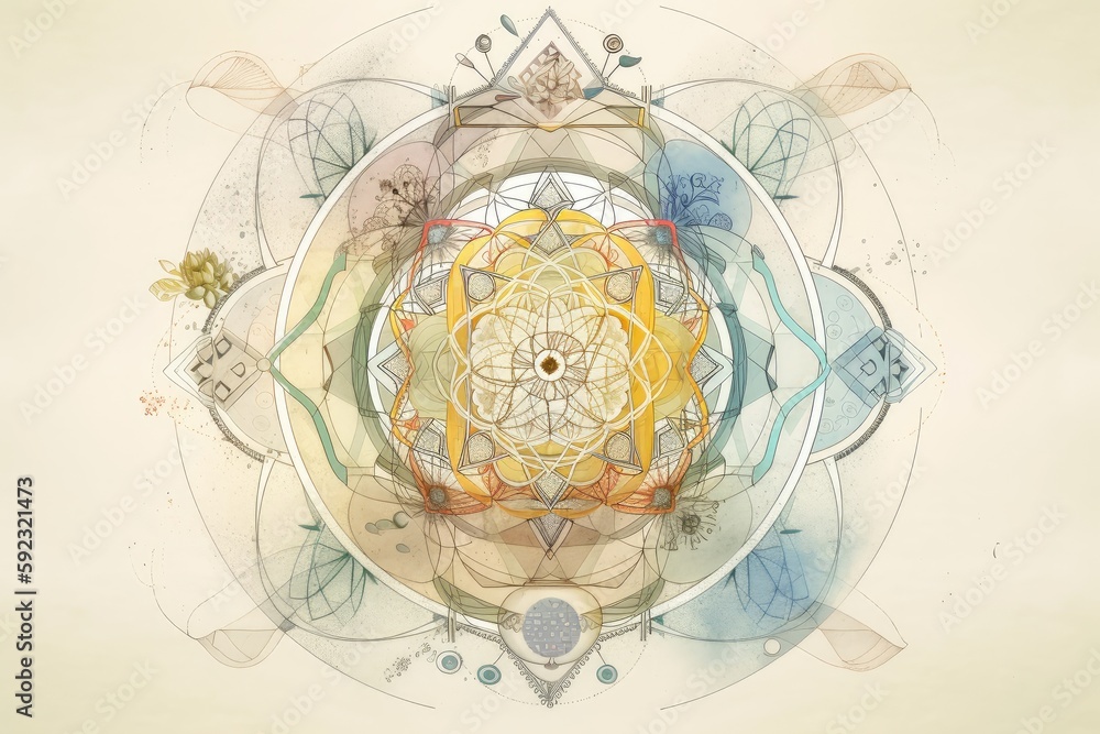 sacred geometry mandala with symbolic elements of the four elements to ...