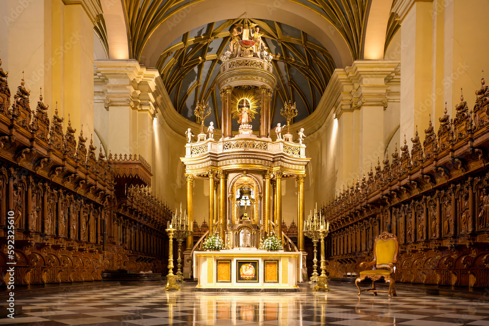 Main Altar and Choir, Basilica Metropolitan Cathedral of Lima, Lima ...