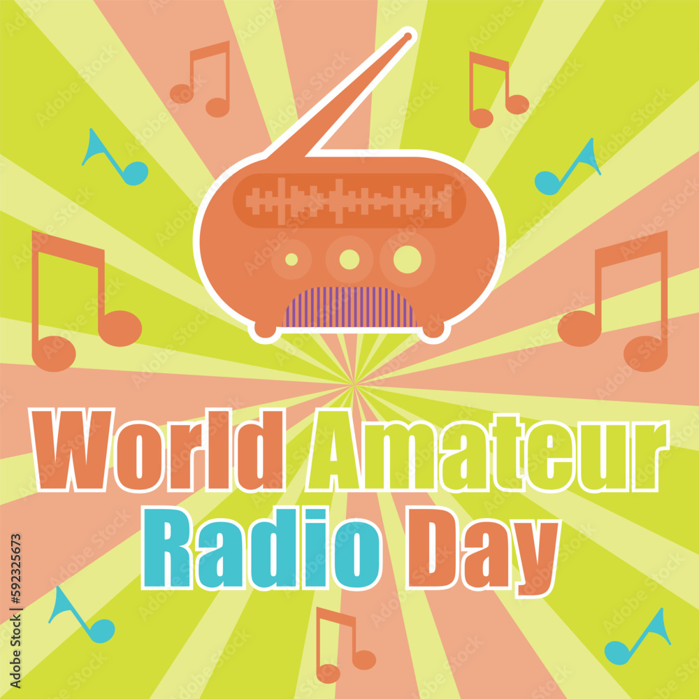 World Amateur Radio Day vector holiday banner design with radio icon ...