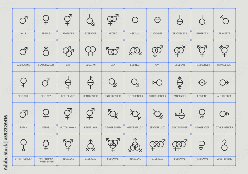 Gender and sexual orientation identity vector symbol sign icons Stock ...