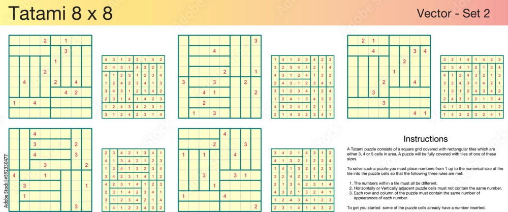 5 Tatami 8 x 8 Puzzles. A set of scalable puzzles for kids and adults ...