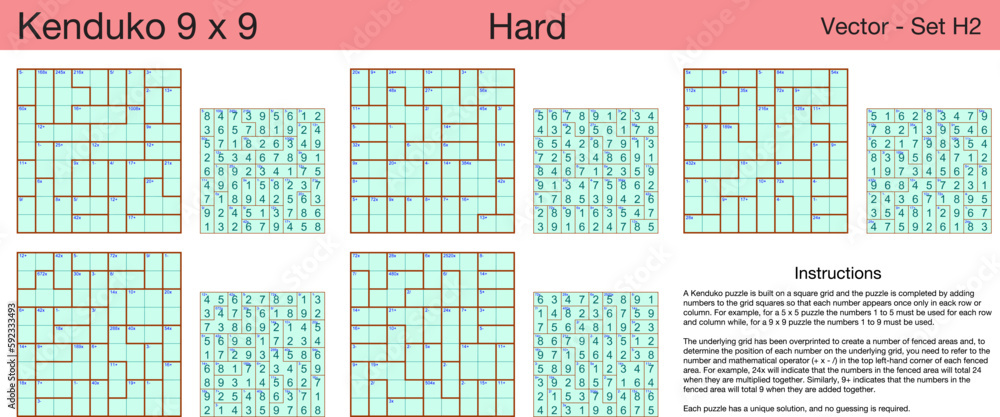 5 Hard Kendoku 9 x 9 Puzzles. A set of scalable puzzles for kids and ...