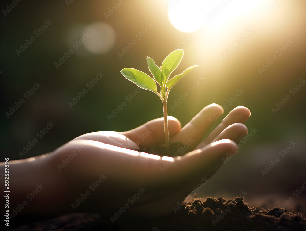 A plant growing from a human hand is a powerful visual representation ...