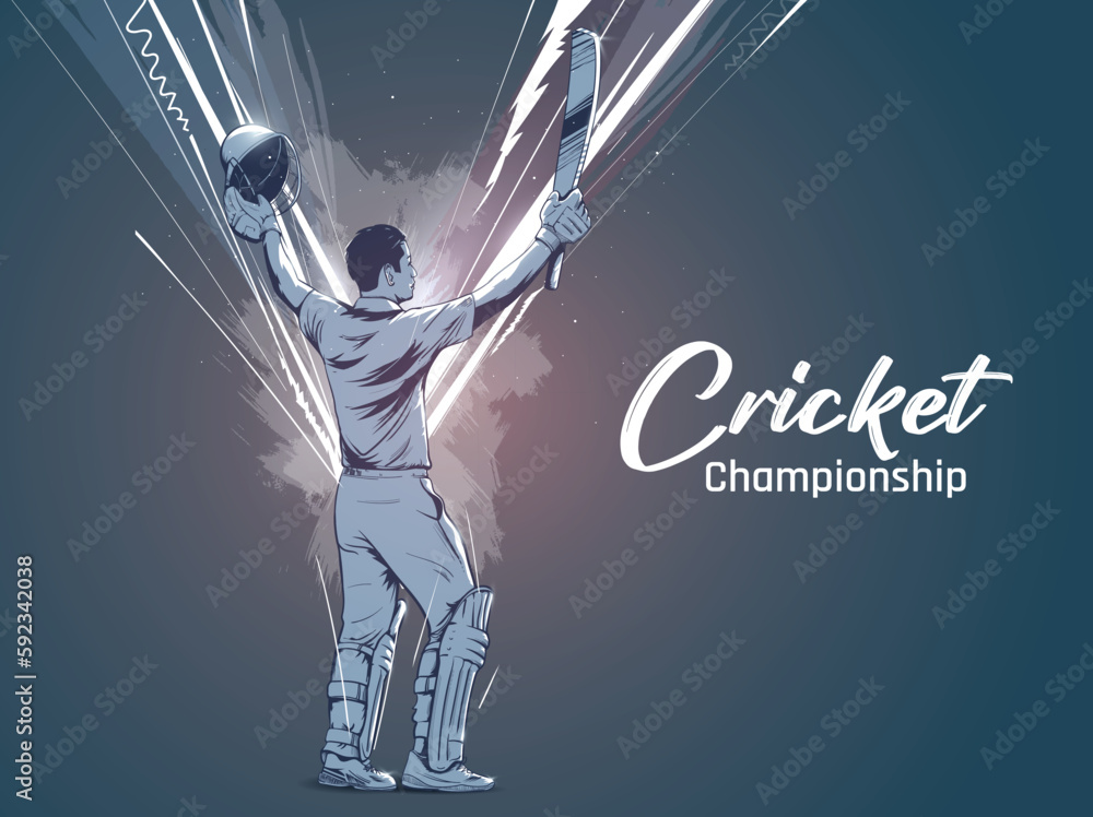Cricket player celebrate century or winning match concept poster design ...
