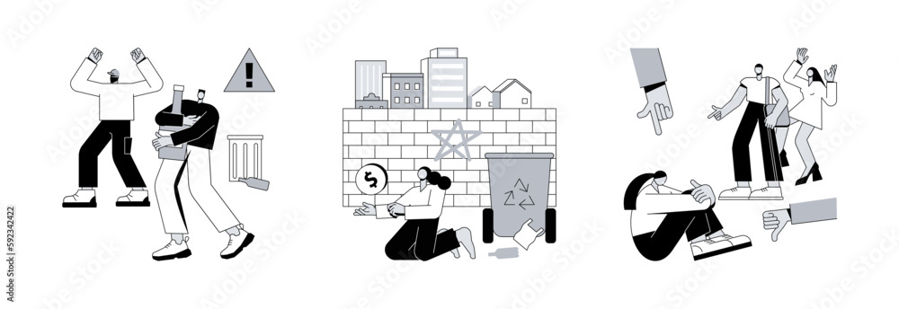 Stockvector Social problems abstract concept vector illustration set ...