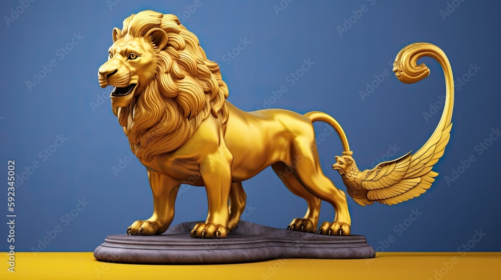 a golden goose and Lion statue with Sri Lanka flag background, hyper ...