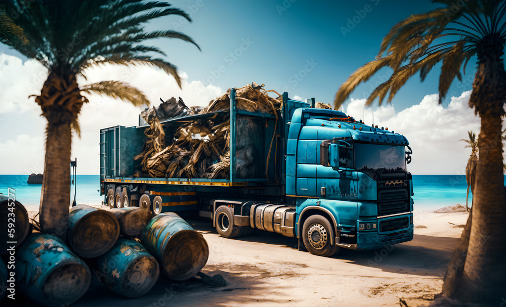 Concept environmental plastic trash pollution water. Landfill waste ...