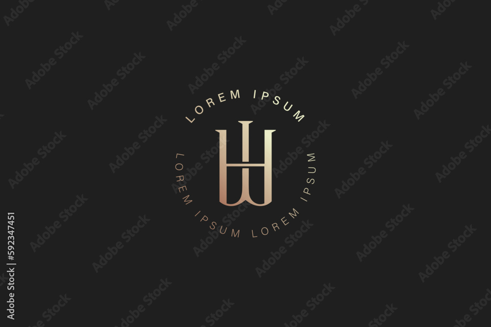 HW modern luxury monogram typography logo design, hw monogram, hw ...