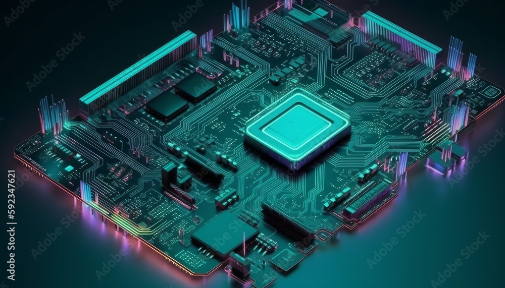 Futuristic Motherboard and Computer Board Chips Generative AI Stock ...