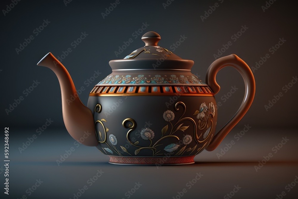 teapot with piping hot tea, ready to be poured into a mug, created with ...