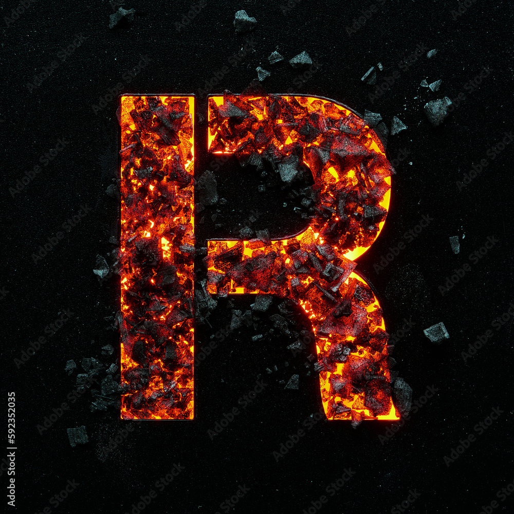 Burning Letter R
