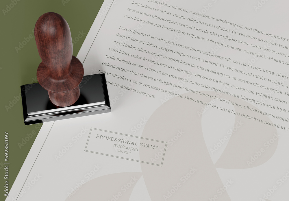Wooden Handle Stamp with Paper Mockup Stock Template | Adobe Stock