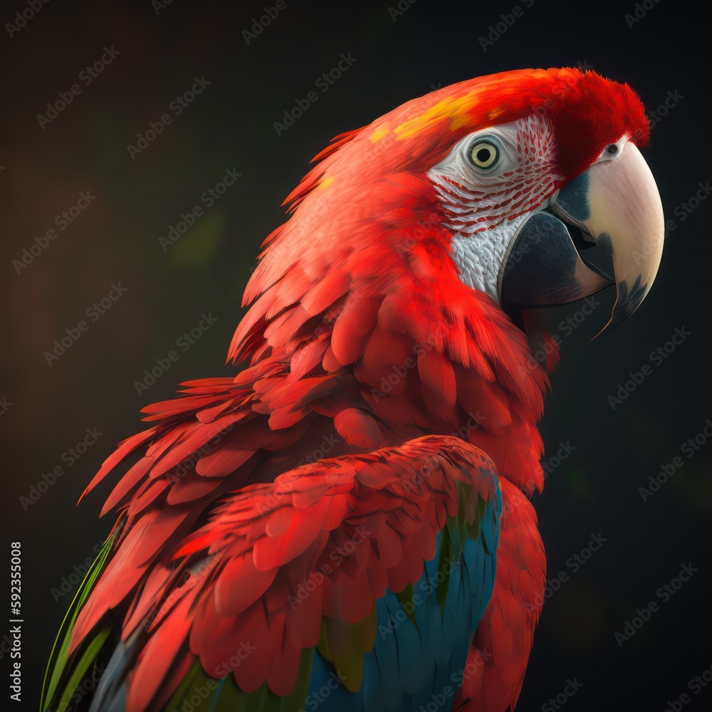 Red macaw realistic in highly detailed ultra realistic. Red macaw ...