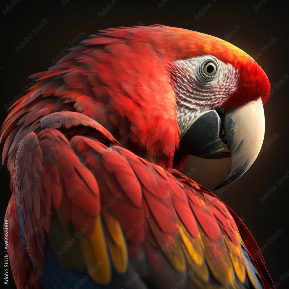 Red macaw realistic in highly detailed ultra realistic. Red macaw ...