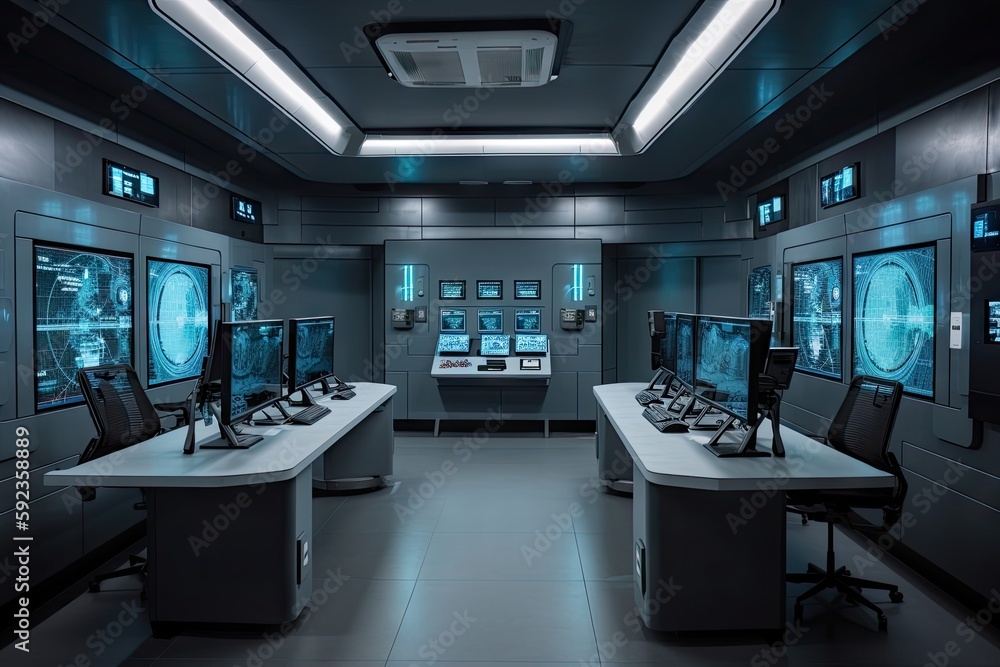 high-tech room filled with futuristic computer equipment and state-of ...