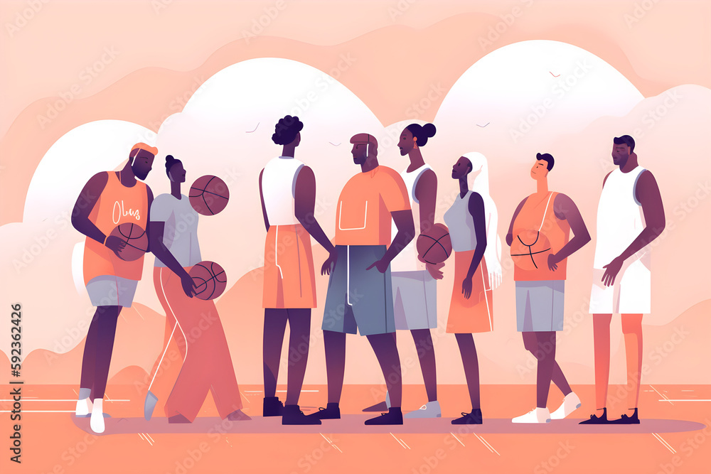 Flat vector illustration They always get together after games. A group ...