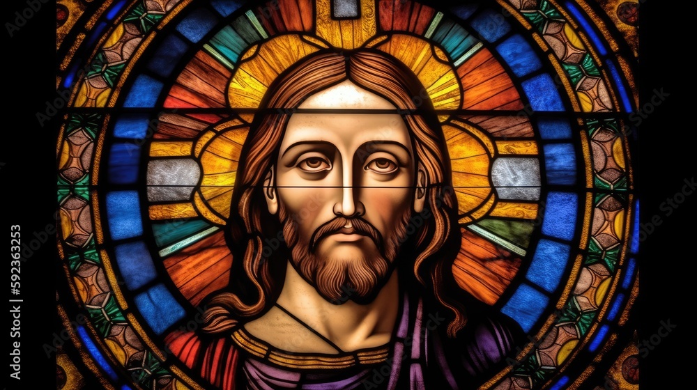 Jesus christ images in style of stained glass window, 8k, vibrant ...