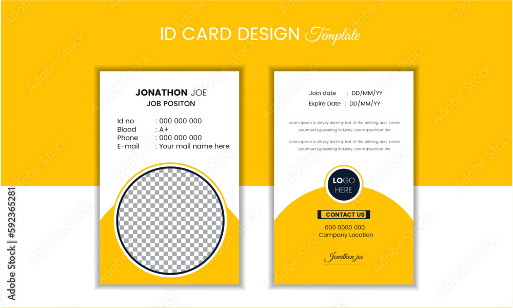 Simple vector office ID card design template. Creative Corporate ...