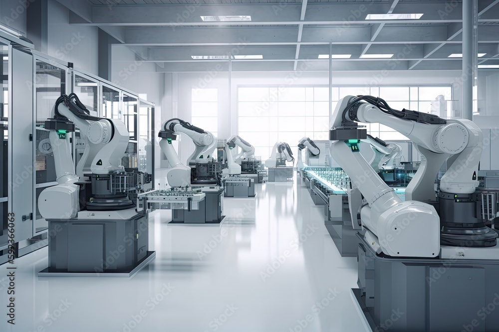 factory with cobots working side by side with human workers, bringing ...