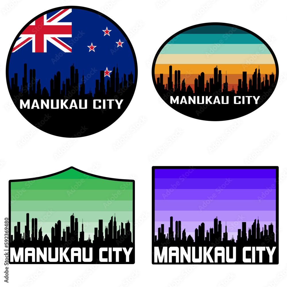 Manukau City Skyline Silhouette New Zealand Flag Travel Souvenir ...